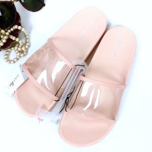 Just Be... | Shoes | Nwt Pink Clear Plastic Slides | Poshmark